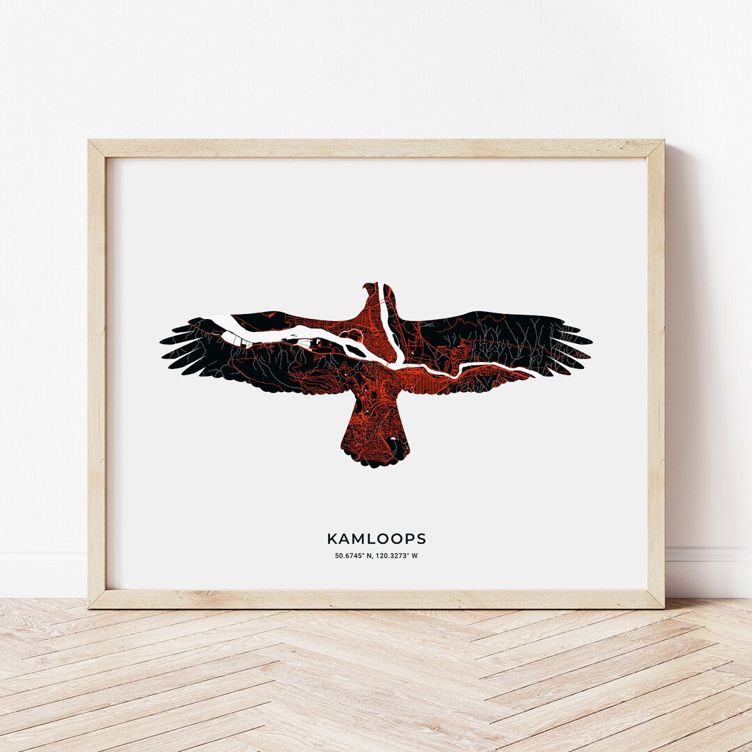 Kamloops Eagle Print | Map of Kamloops British Columbia | Digital ...