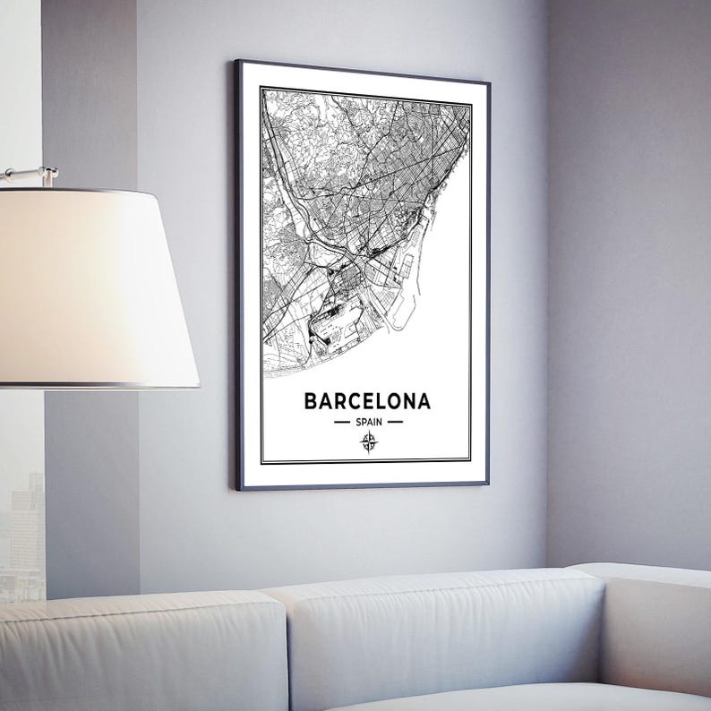 Barcelona Map Print | Map of Barcelona Spain | Digital Download - Etsy