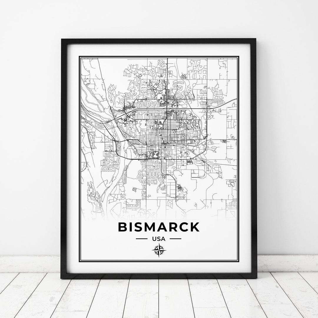 Bismarck Map Print | Map of Bismarck North Dakota | Digital Download - Etsy