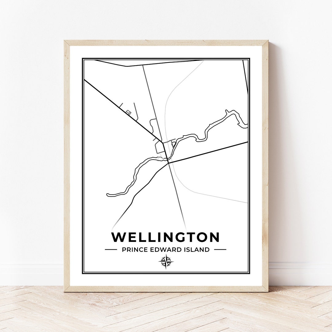 Wellington Map Print | Map of Wellington Prince Edward Island | Black ...
