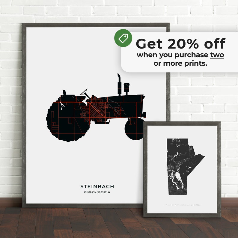 Steinbach Tractor Print | Map of Steinbach Manitoba | Digital Download ...