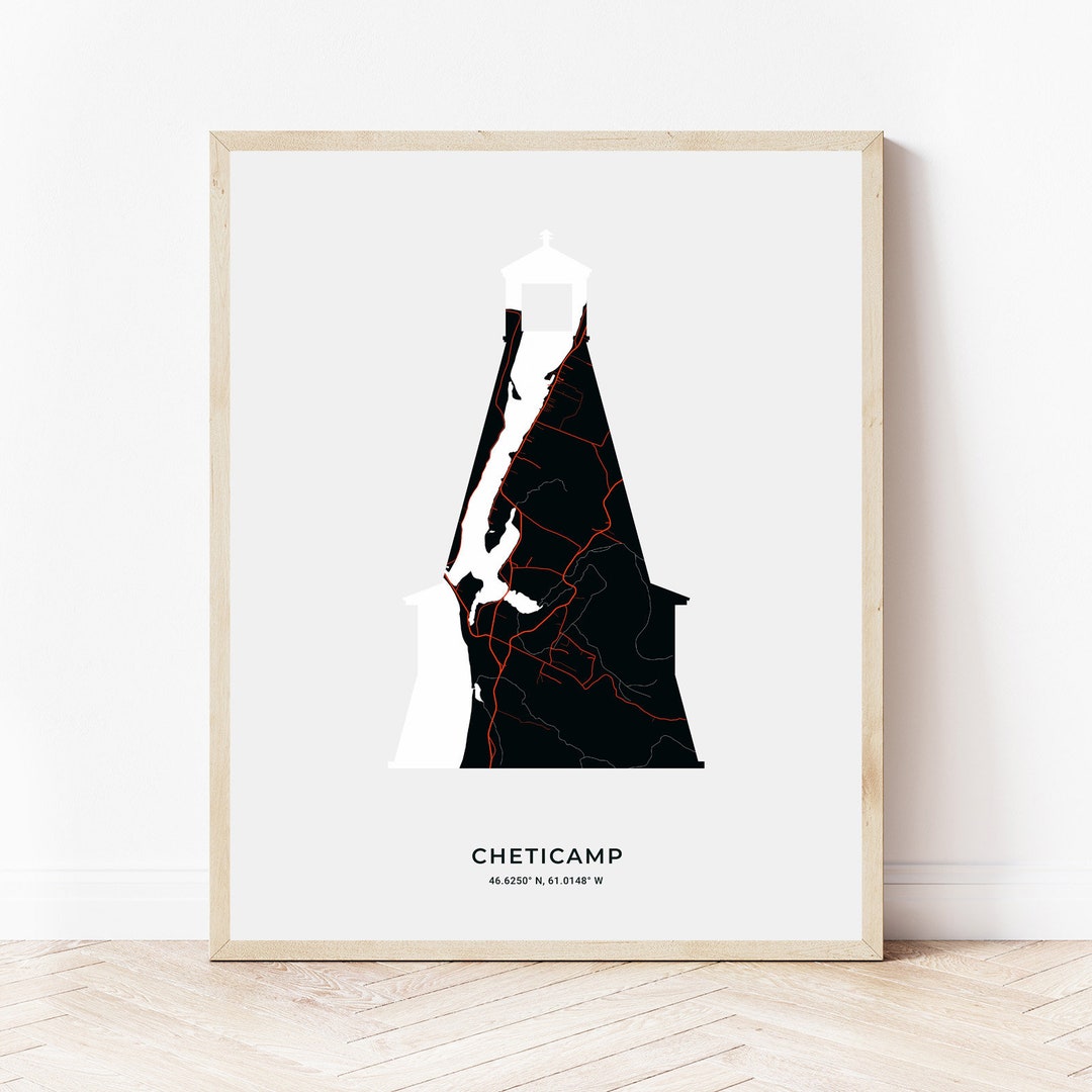 Chéticamp Harbour Lighthouse Print | Map of Chéticamp Nova Scotia ...
