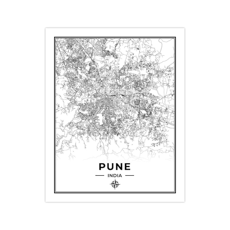 Pune Map Print | Map of Pune India | Digital Download - Etsy