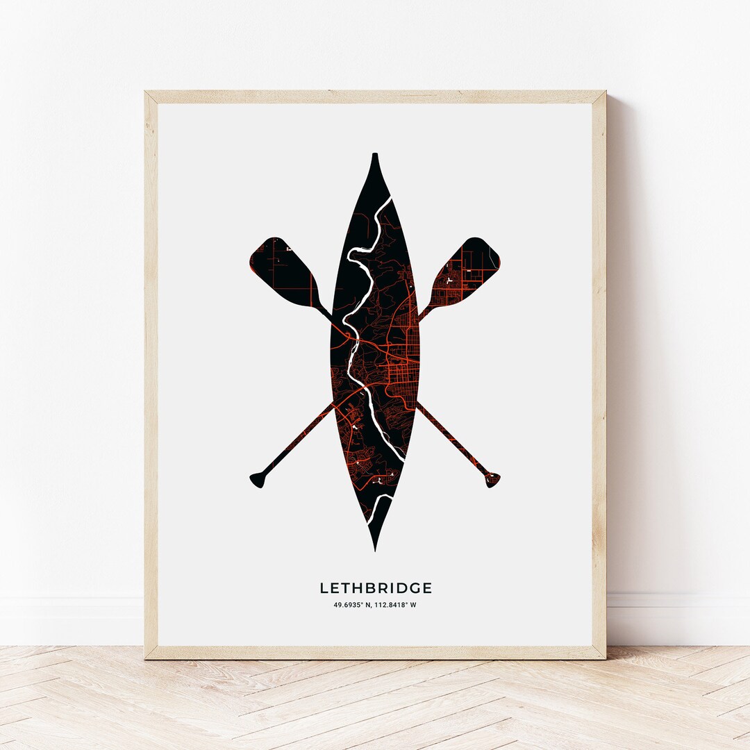 Lethbridge Canoe Print | Map of Lethbridge Alberta | Digital Download ...