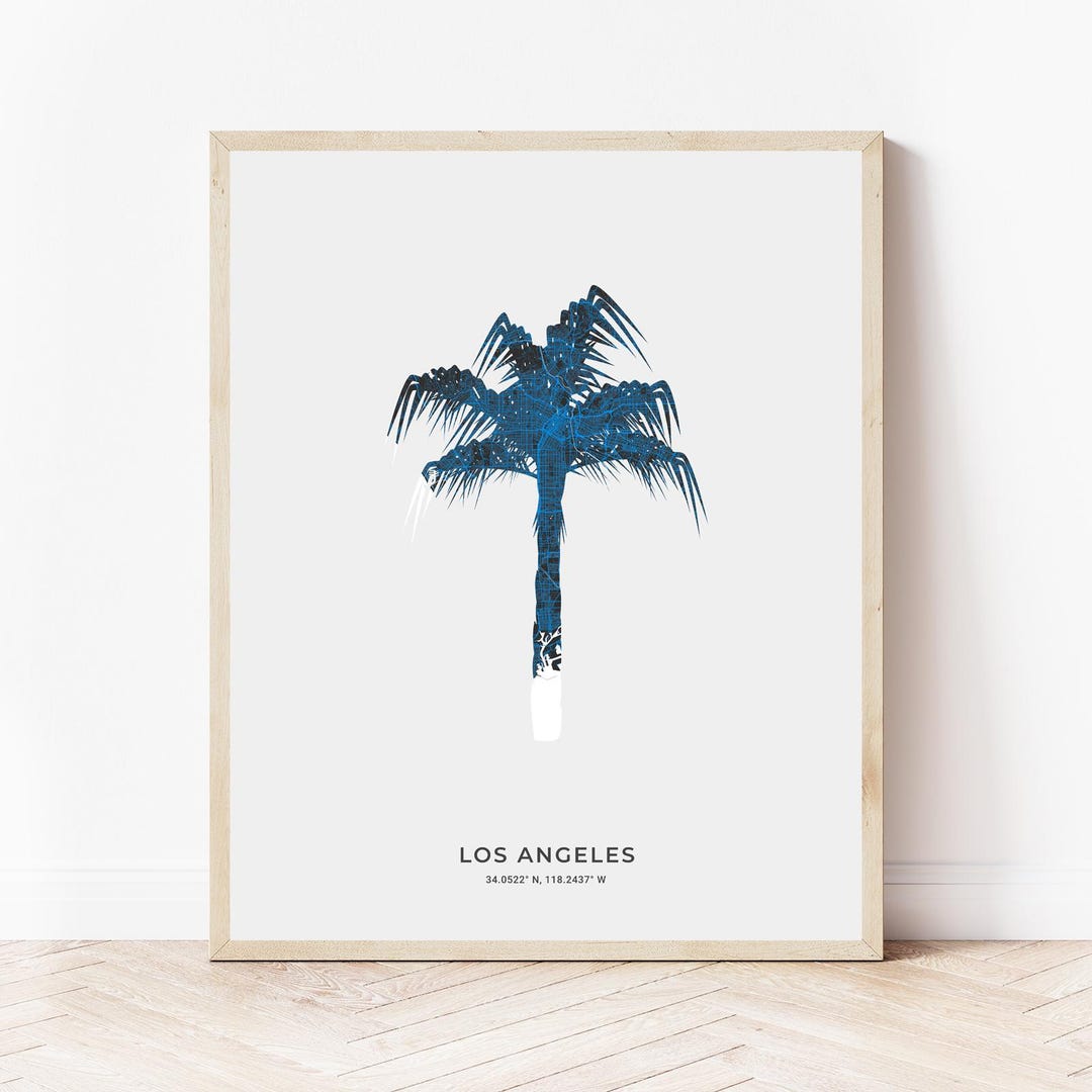 Los Angeles Palm Tree Map Print Map of Los Angeles California Digital ...