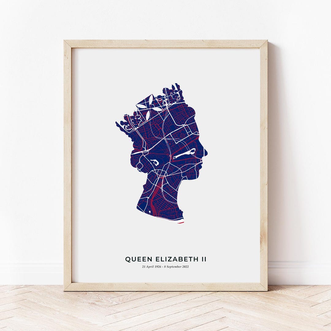 Queen Elizabeth II Memorial Map Print | Map of Buckingham Palace ...