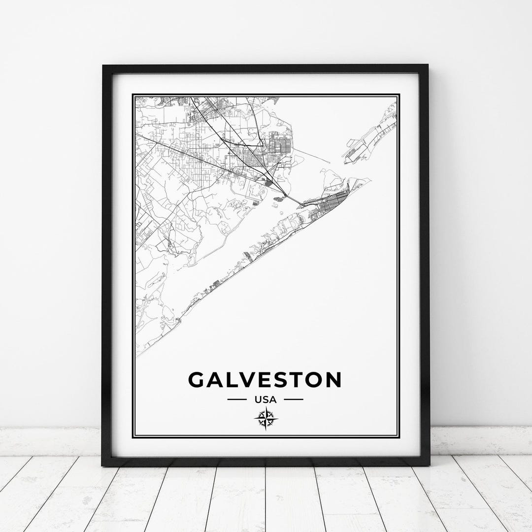 Galveston Map Print | Map of Galveston Texas | Digital Download - Etsy