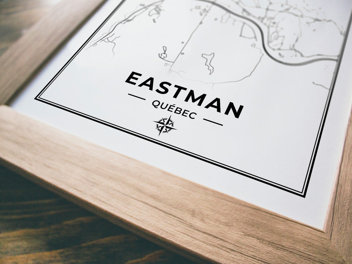 Eastman Map Print | Map of Eastman Québec | Black & White | Digital ...