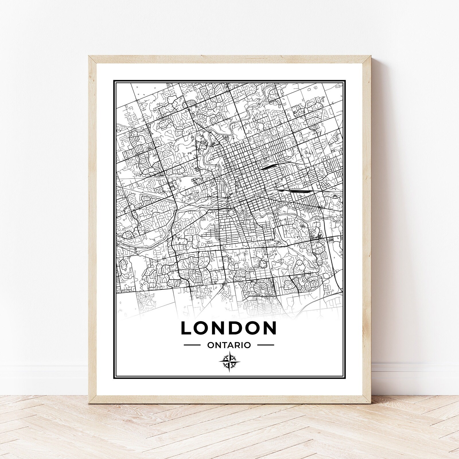 London Map Print Map of London Ontario Black & White - Etsy Canada