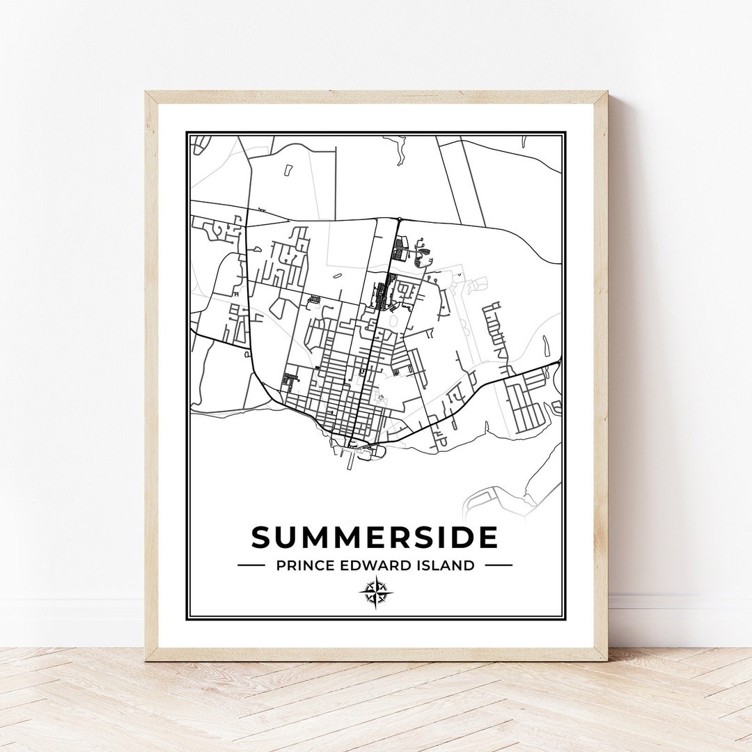 Summerside Map Print | Map of Summerside Prince Edward Island | Black ...