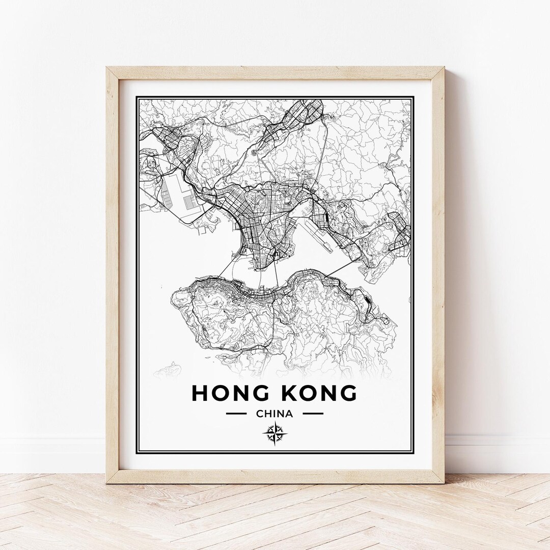 Hong Kong Map Print | Map of Hong Kong China | Digital Download - Etsy