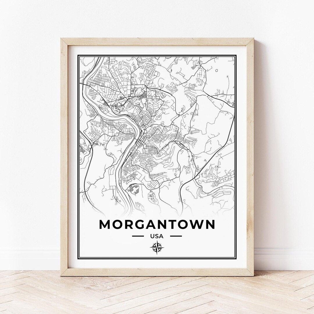 Morgantown Map Print | Map of Morgantown West Virginia | Digital ...