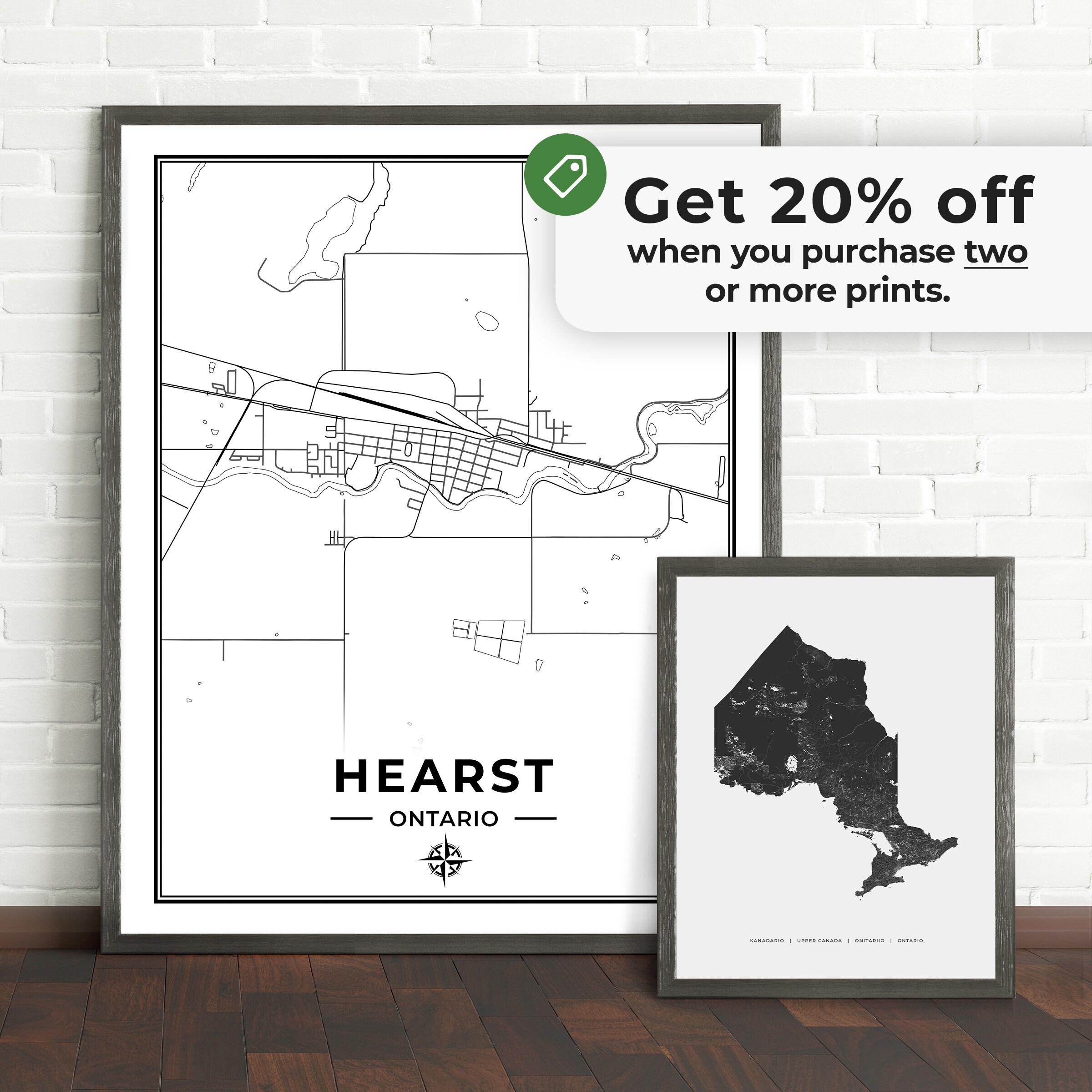Hearst Map Print | Map of Hearst Ontario | Black & White | Digital ...