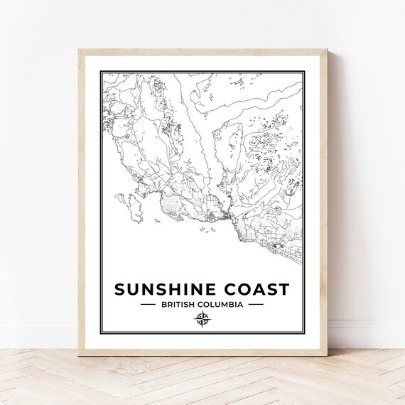 Sunshine Coast Map Print Map of Sunshine Coast British | Etsy
