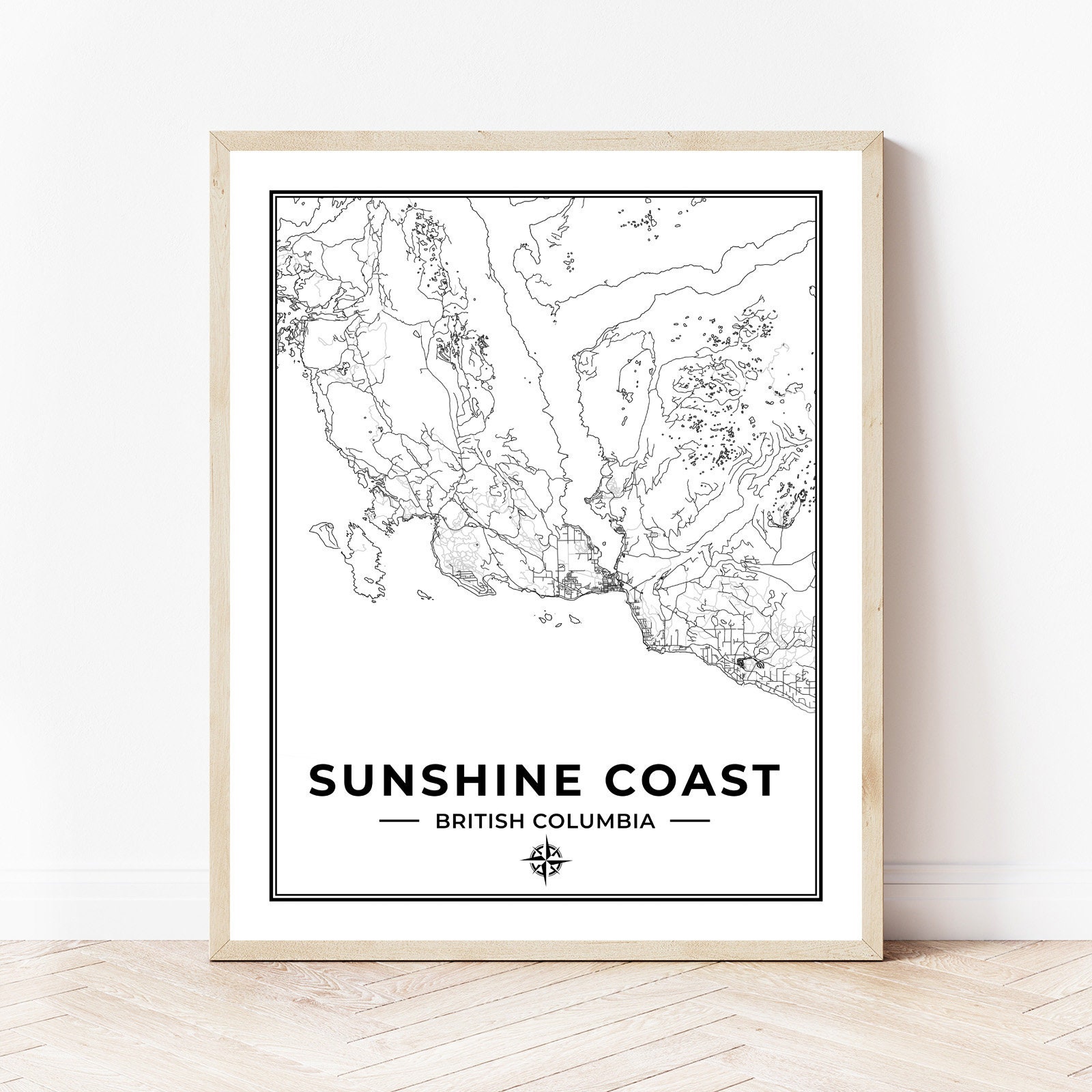 Sunshine Coast Map Print Map of Sunshine Coast British | Etsy
