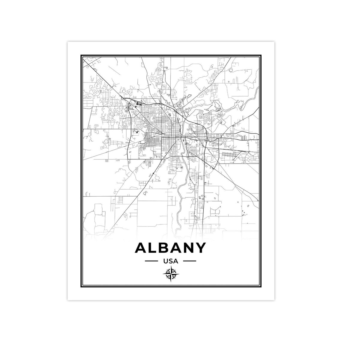 Albany Georgia Map Print | Map of Albany Georgia | Digital Download - Etsy
