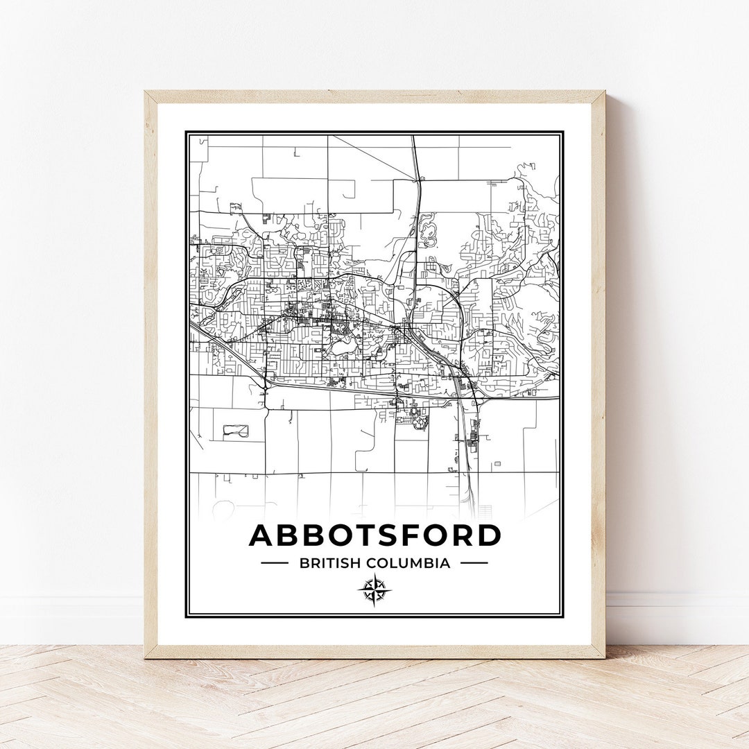 Abbotsford Map Print | Map of Abbotsford British Columbia | Black ...