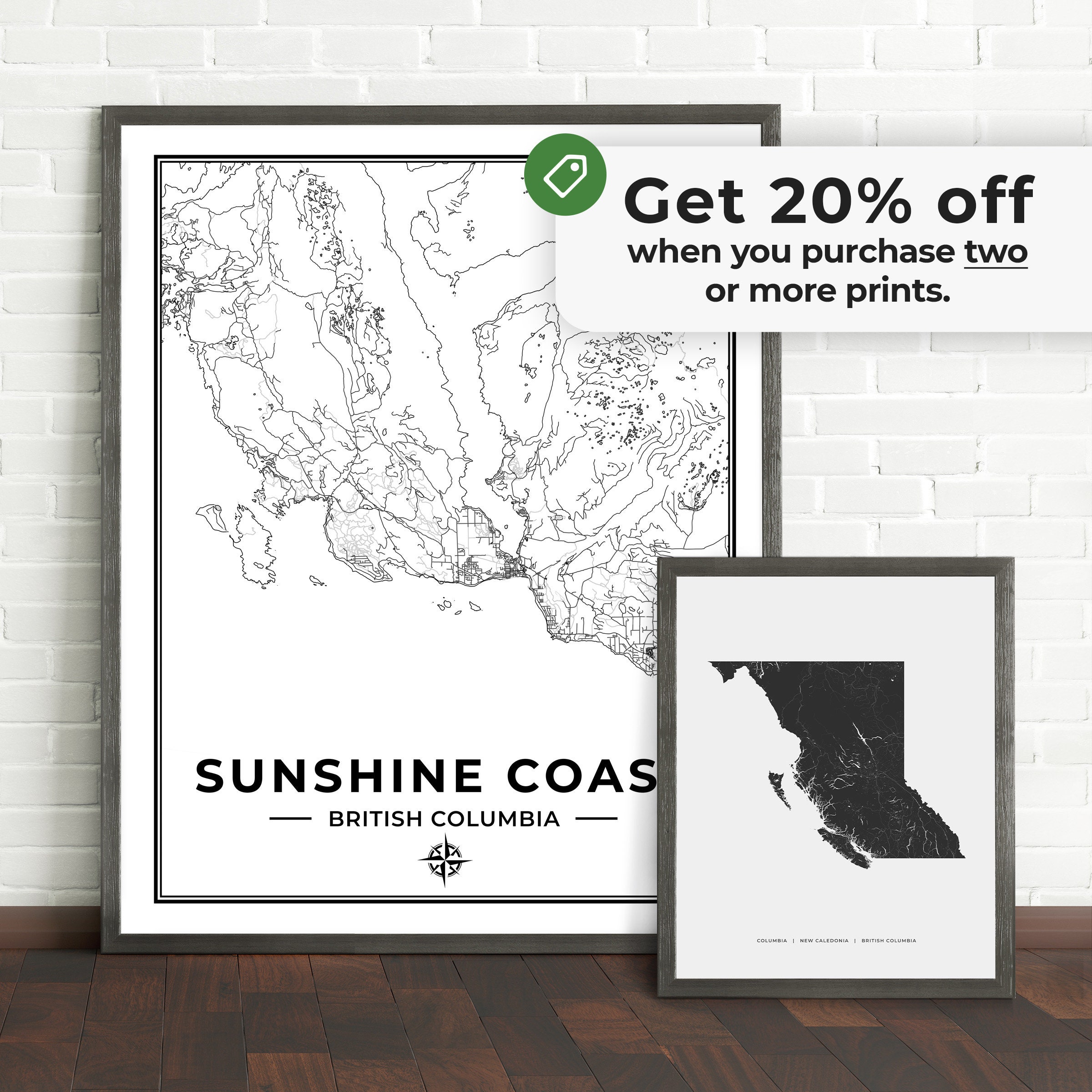 Sunshine Coast Map Print | Map of Sunshine Coast British Columbia ...