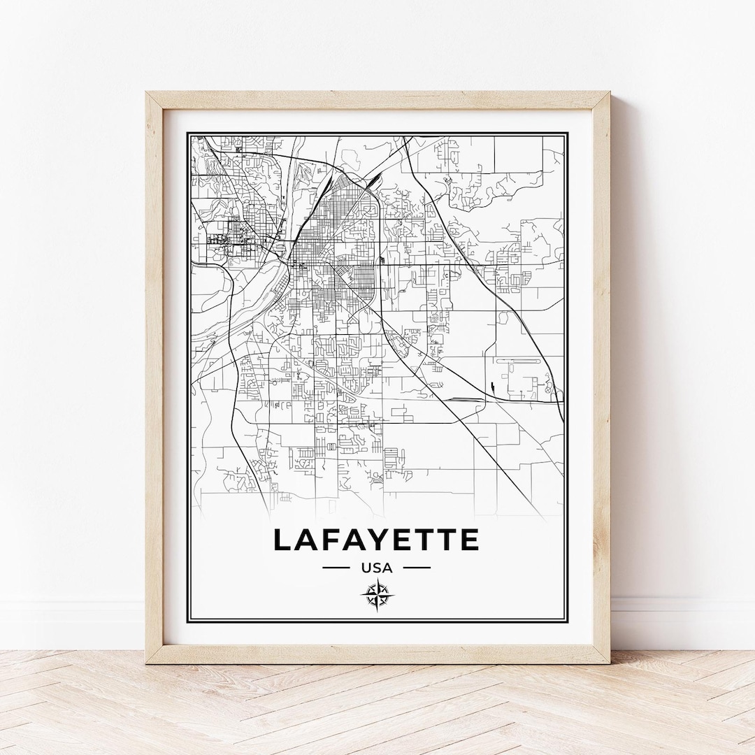 Lafayette Indiana Map Print | Map of Lafayette Indiana | Digital ...