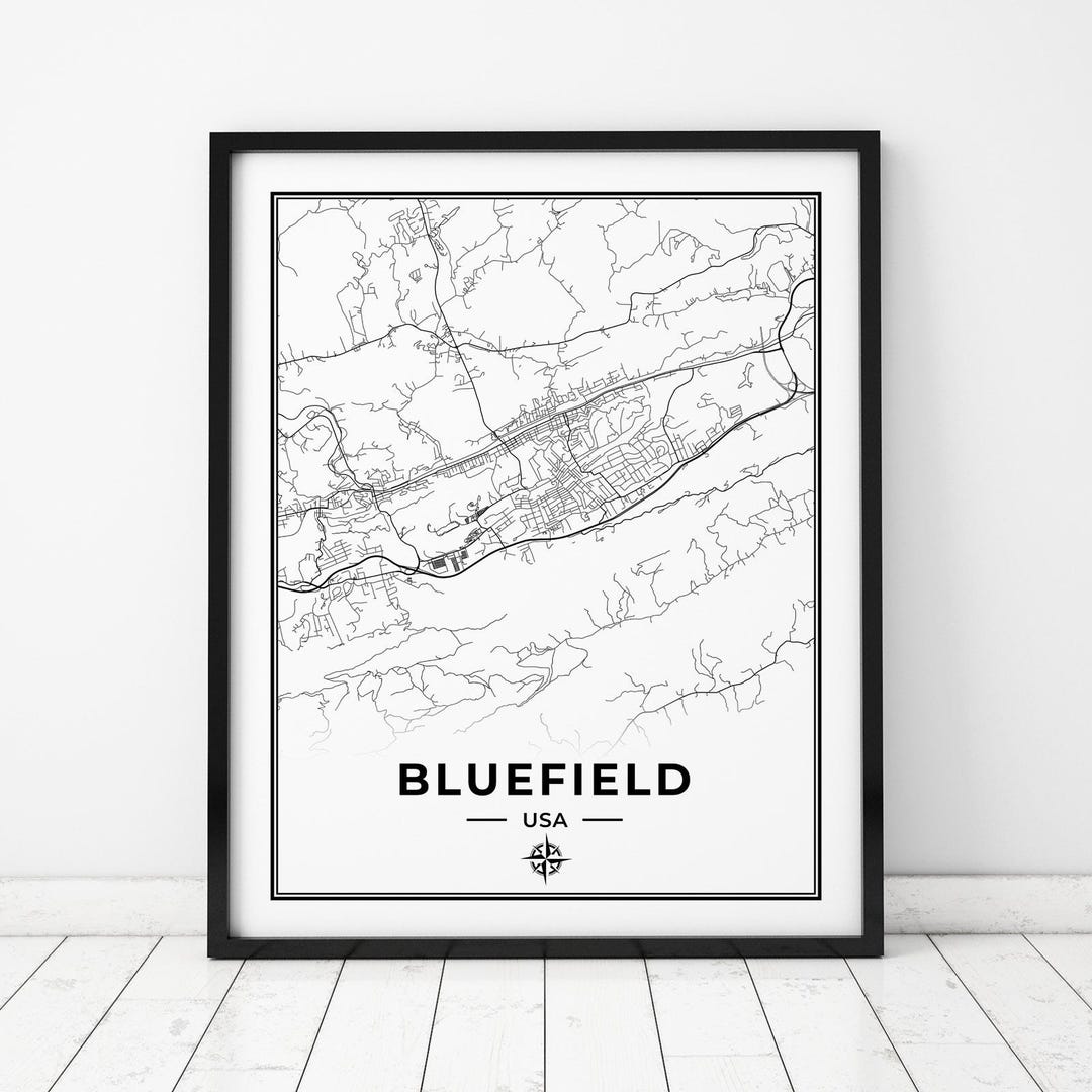Bluefield Map Print | Map of Bluefield West Virginia | Digital Download ...