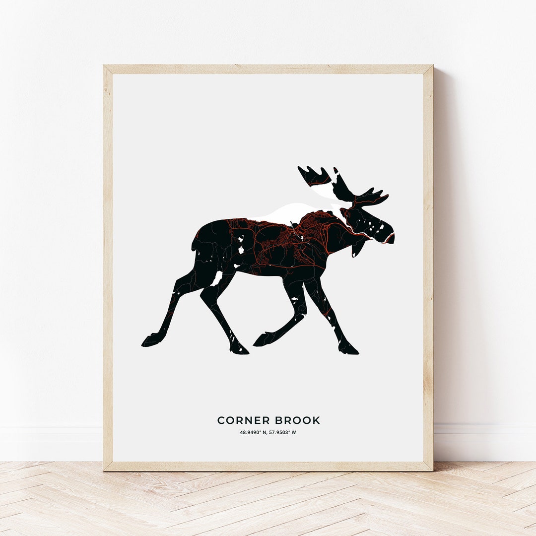Corner Brook Moose Print | Map of Corner Brook Newfoundland | Digital ...