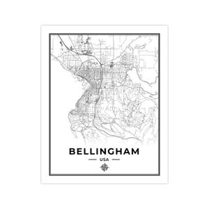 Bellingham Map Print | Map of Bellingham Washington State | Digital ...