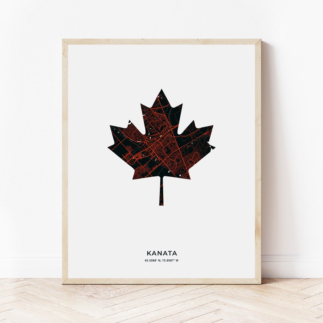Kanata Maple Leaf Print | Map of Kanata Ontario | Digital Download - Etsy