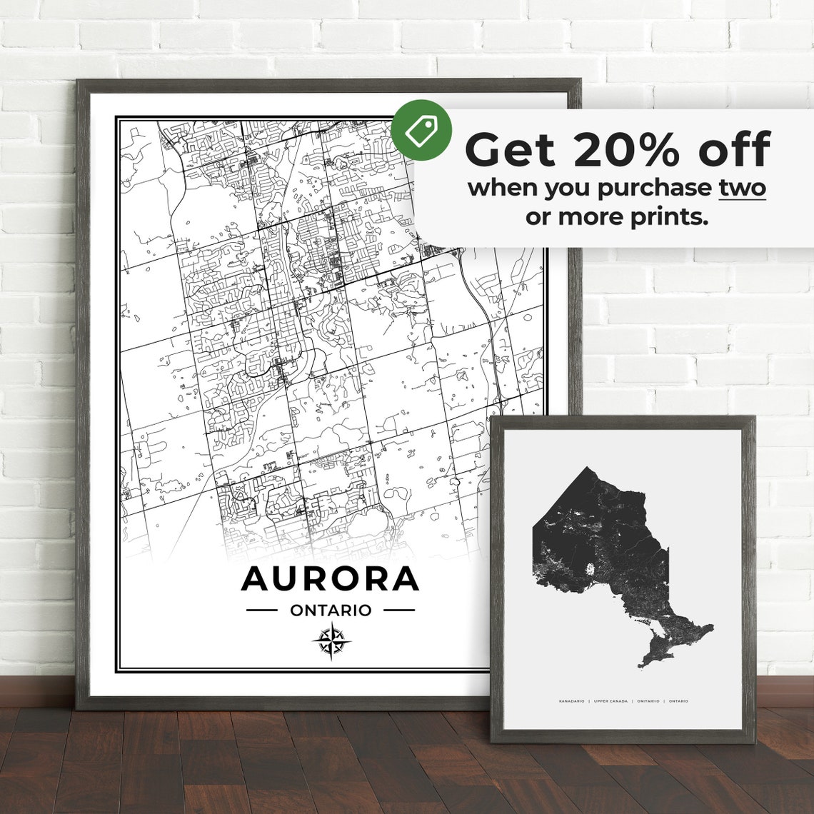 Aurora Map Print | Map of Aurora Ontario | Black & White | Digital ...