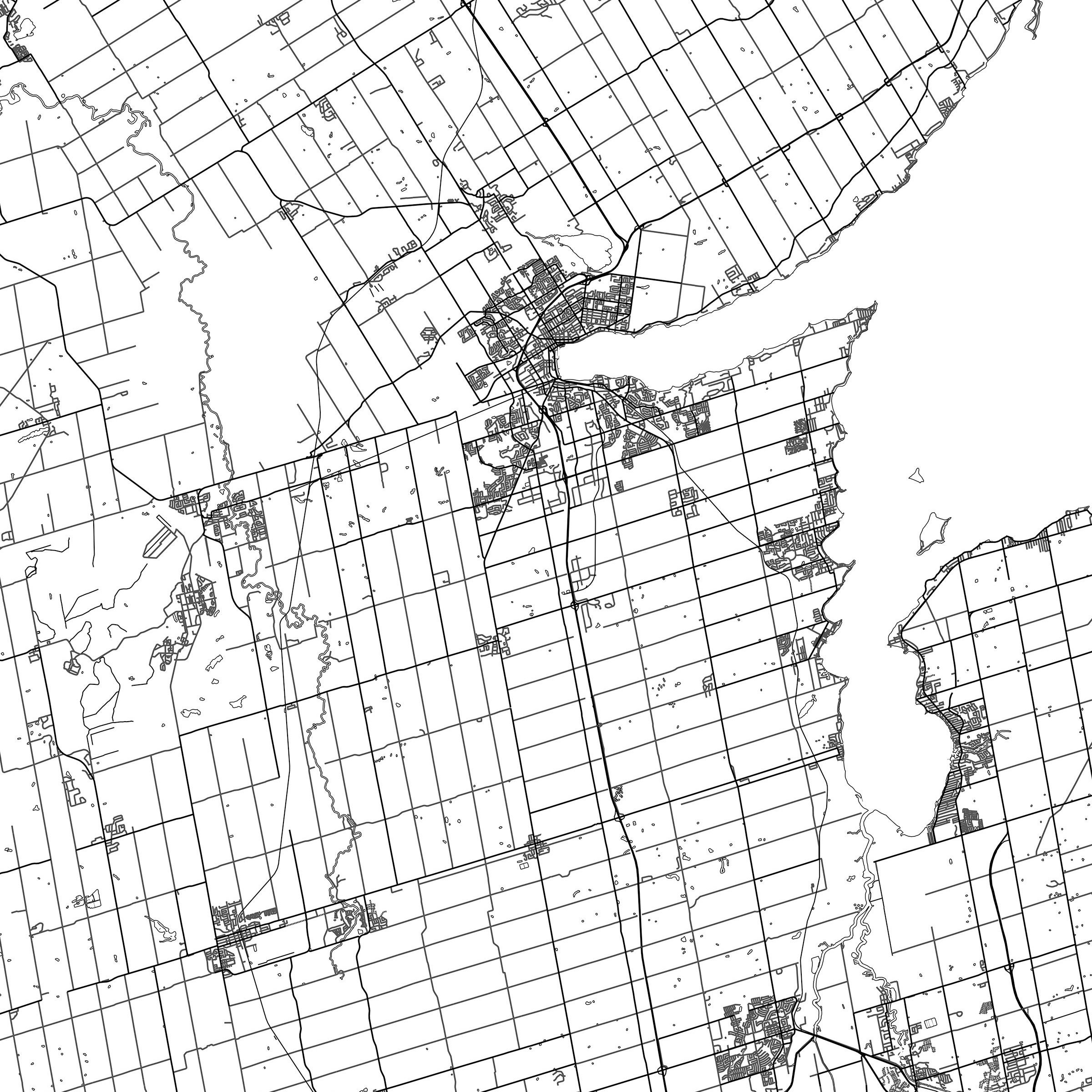 Simcoe County Map Print | Map of Simcoe County Ontario | Black & White ...