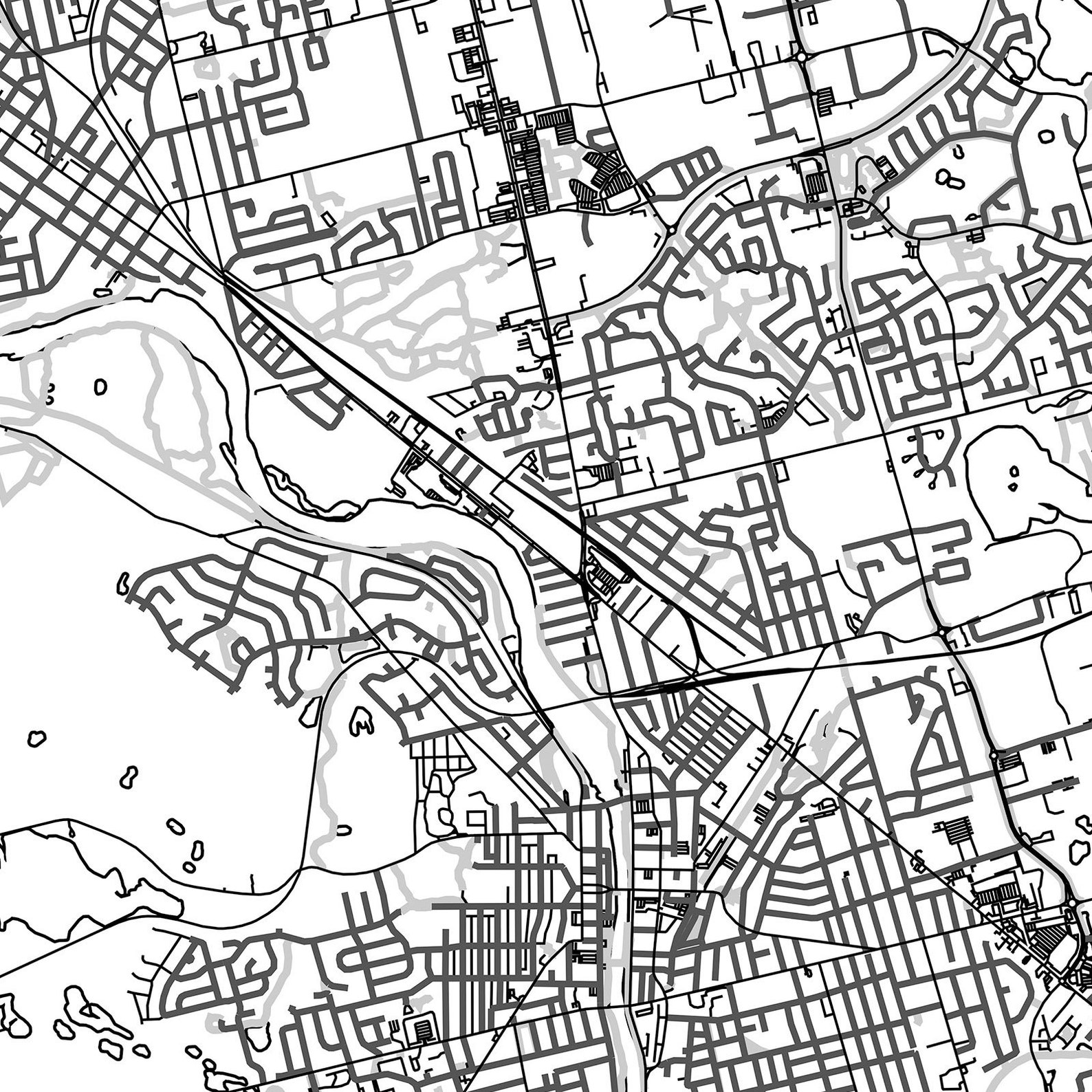 Cambridge Map Print Black & White Map of Cambridge Ontario | Etsy