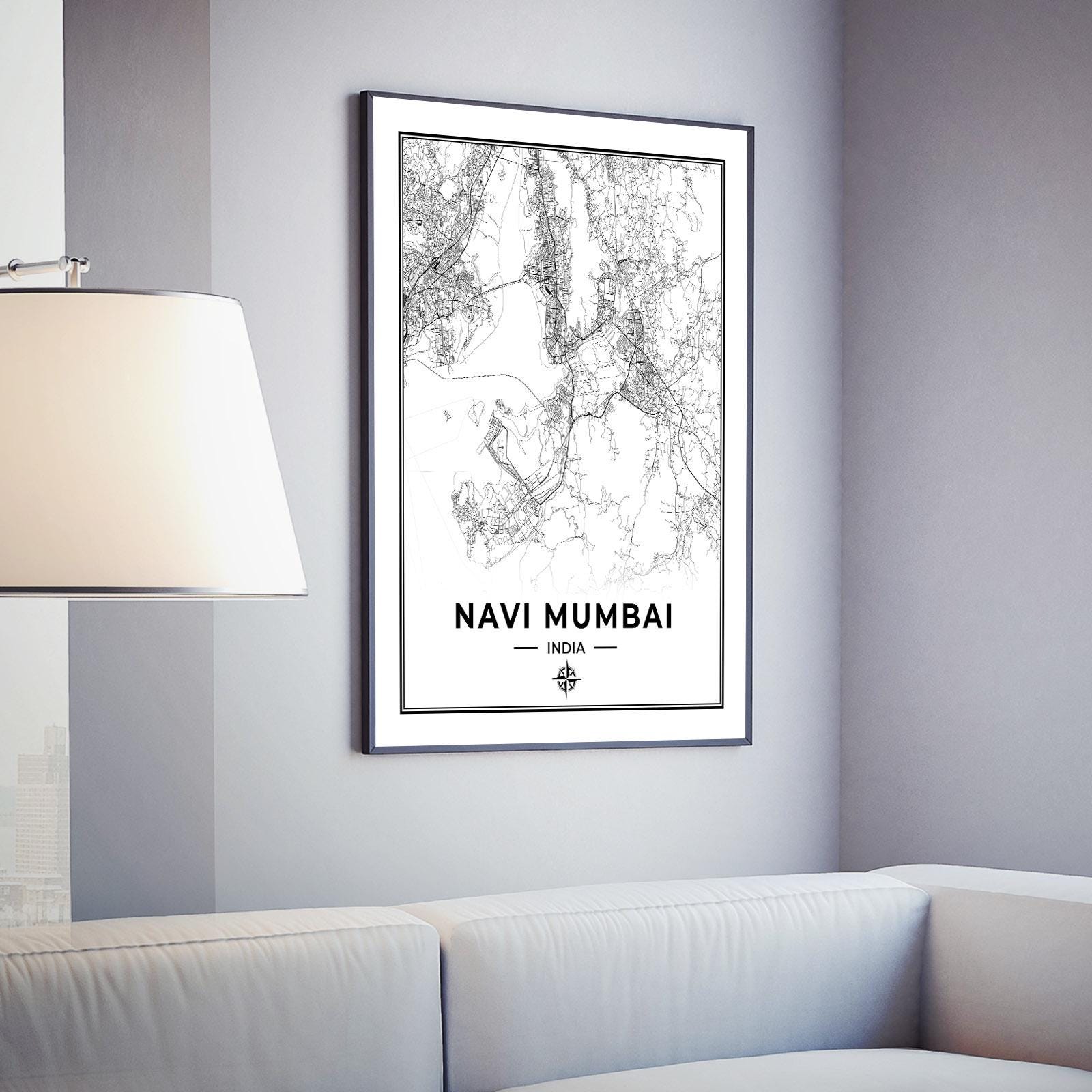 Navi Mumbai Map Print | Map of Navi Mumbai India | Digital Download - Etsy