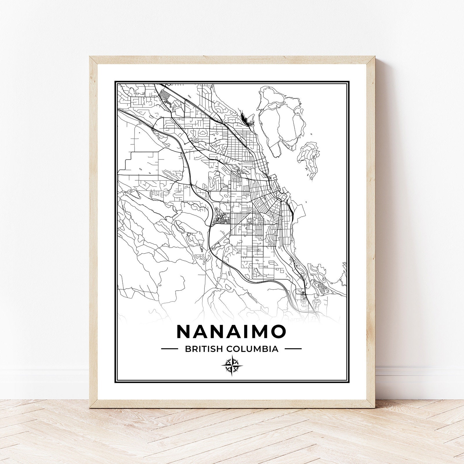 Nanaimo Map Print Map of Nanaimo British Columbia Black & - Etsy Canada