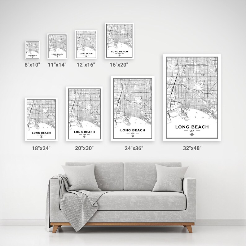 Long Beach Map Print | Map of Long Beach California | Digital Download ...