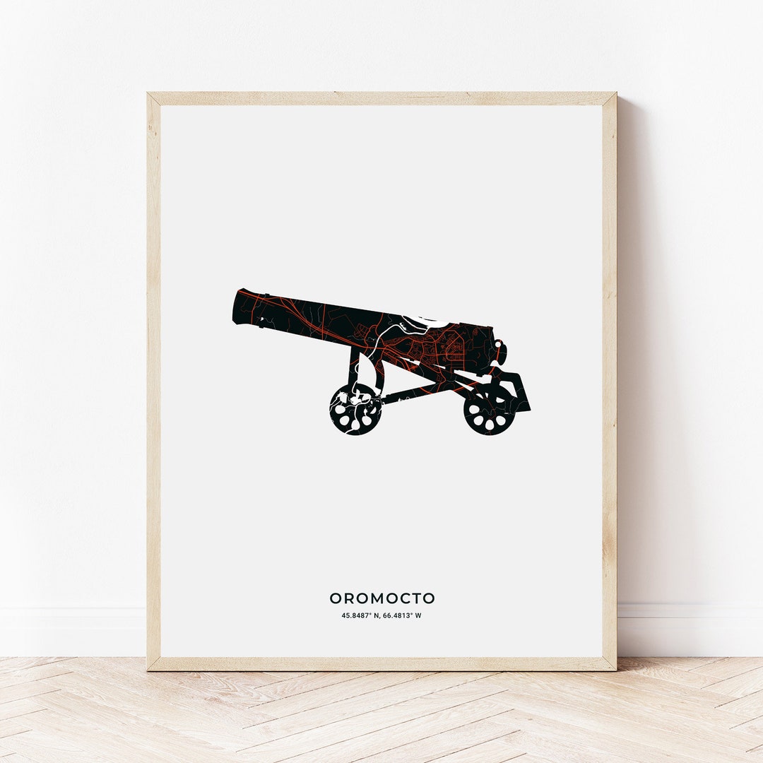Oromocto Cannon Print | Map of Oromocto New Brunswick | Digital ...