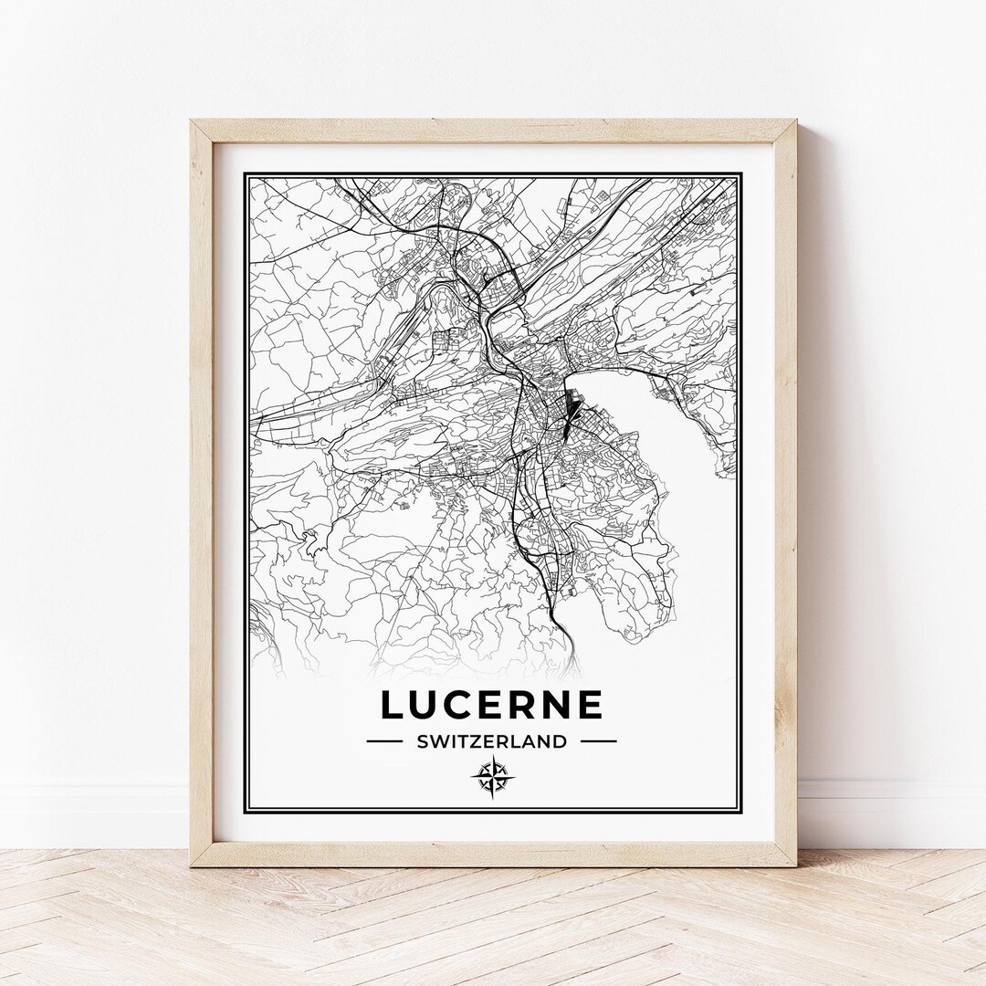 Lucerne Map Print | Map of Lucerne Switzerland | Digital Download - Etsy
