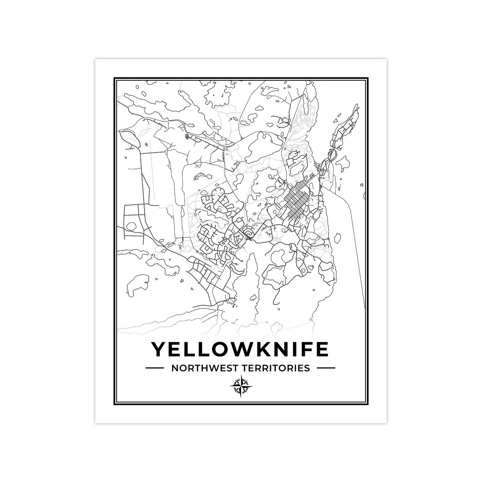 Yellowknife Map Print Map of Yellowknife Northwest | Etsy