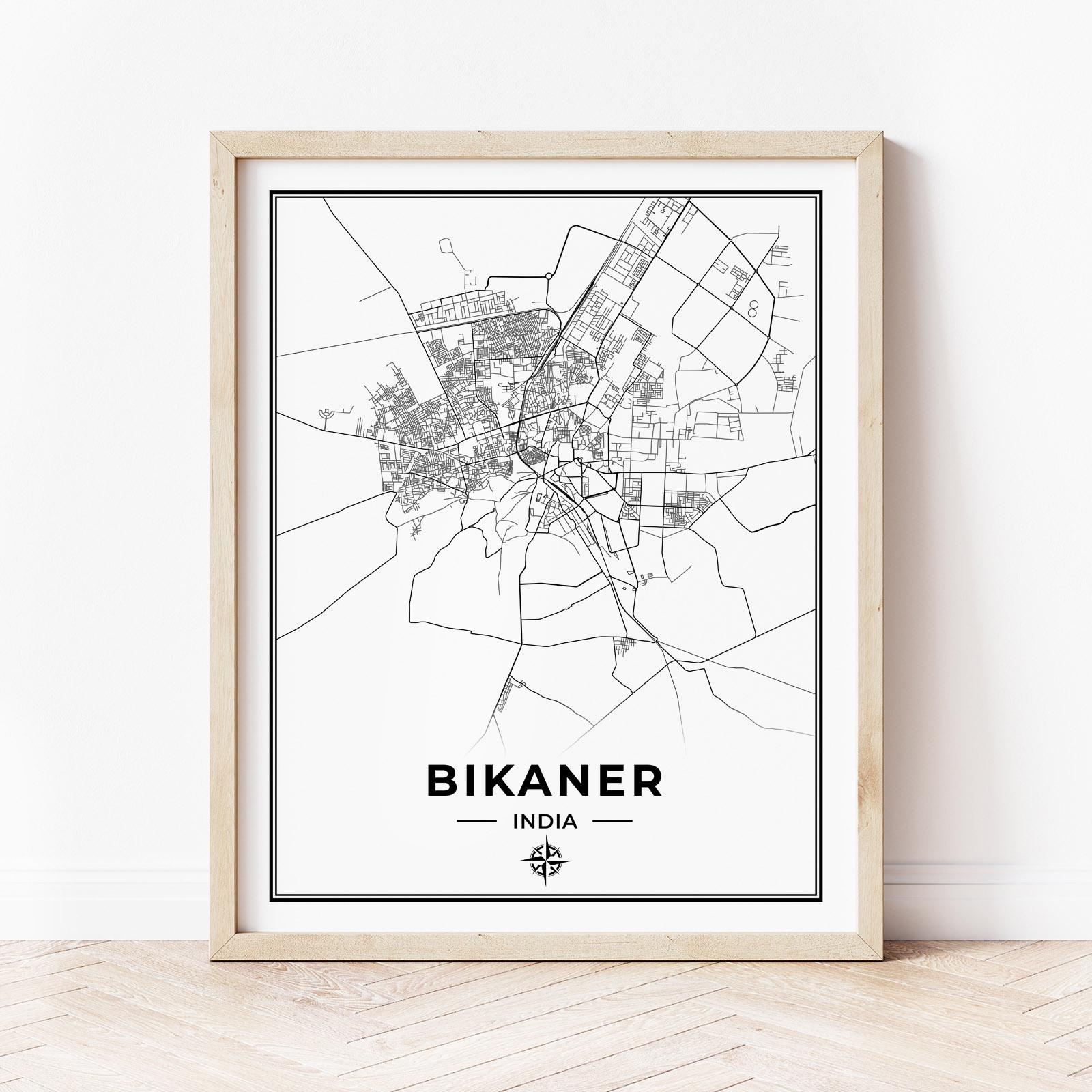 Bikaner Map Print | Map of Bikaner India | Digital Download - Etsy
