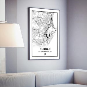 Durban Map Print | Map of Durban South Africa | Digital Download - Etsy