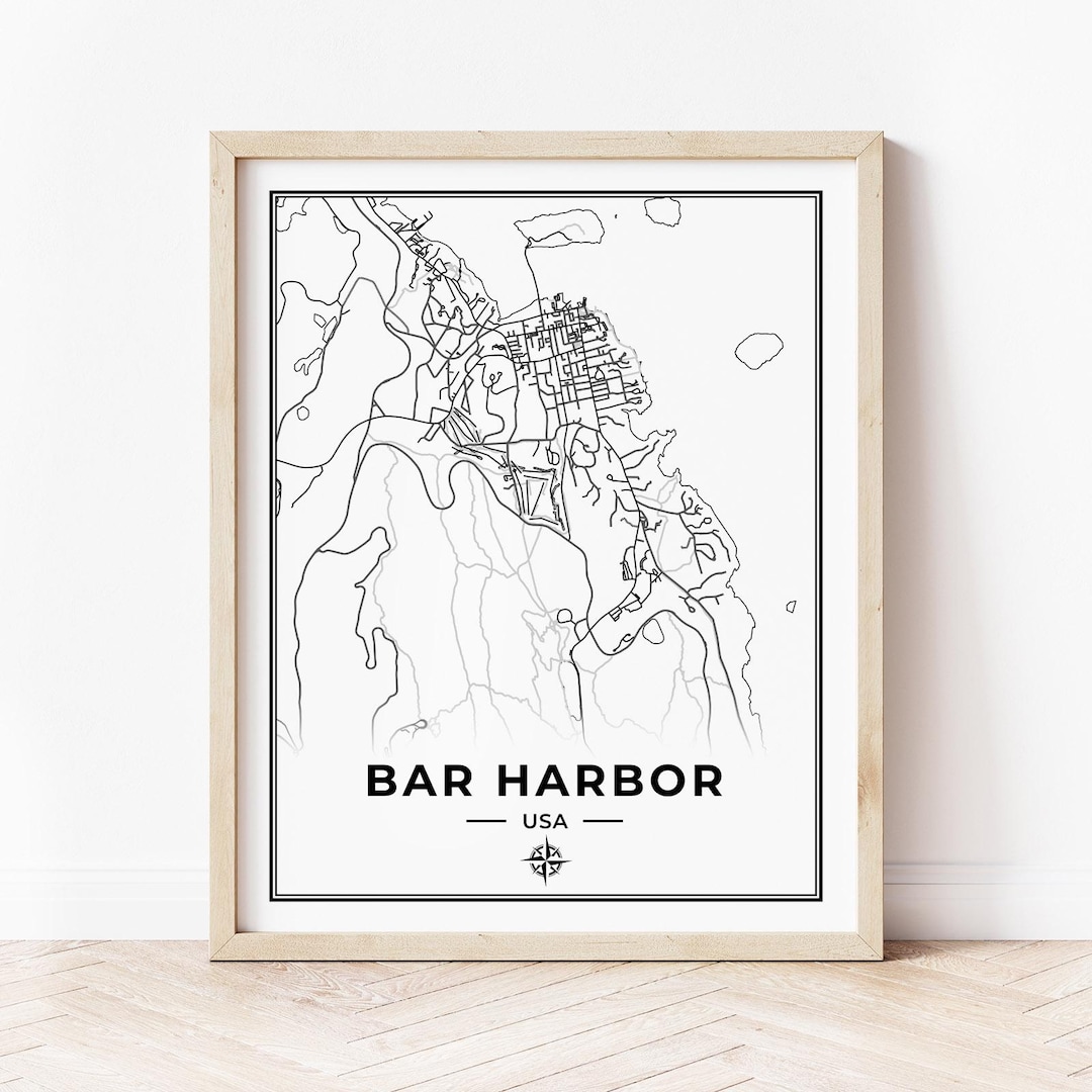 Bar Harbor Map Print | Map of Bar Harbor Maine | Digital Download - Etsy
