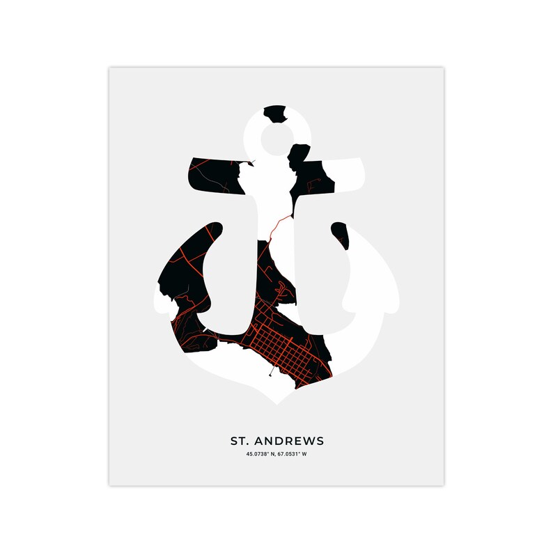 Saint Andrews Anchor Print | Map of Saint Andrews New Brunswick ...