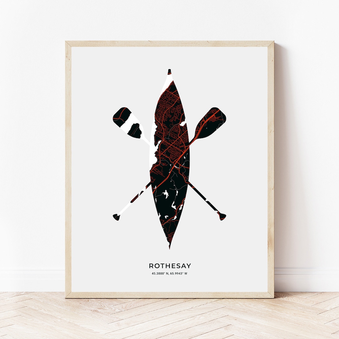 Rothesay Canoe Print | Map of Rothesay New Brunswick | Digital Download ...