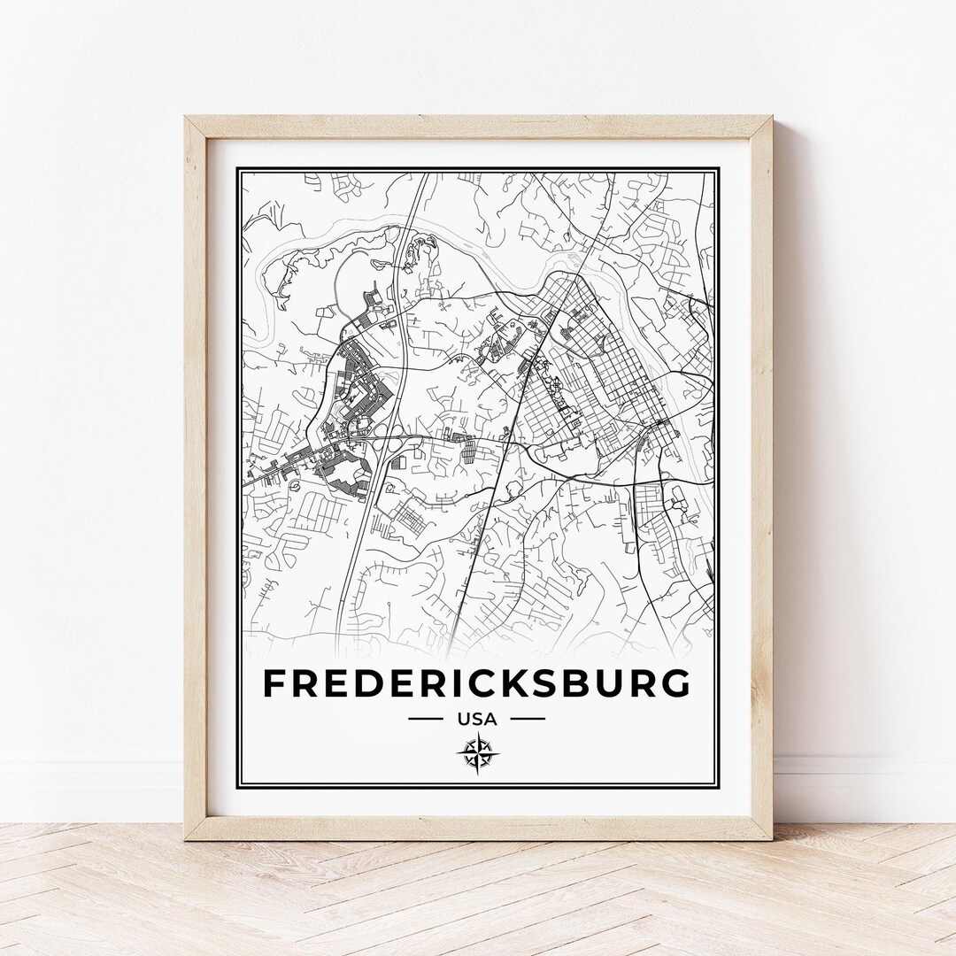 Fredericksburg Map Print | Map of Fredericksburg Virginia | Digital ...