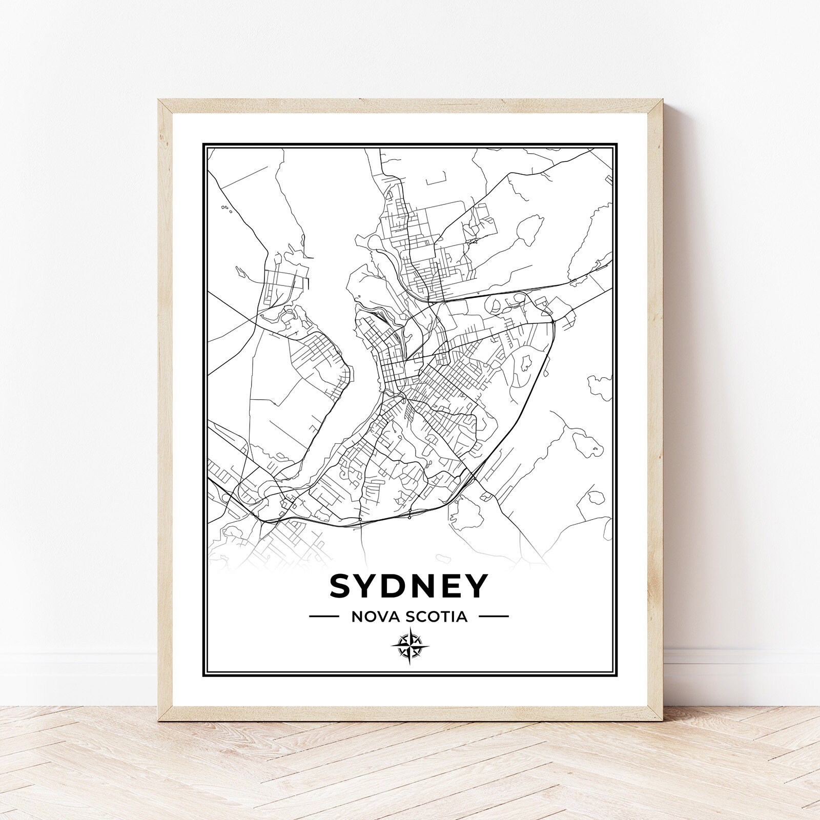 Sydney Map Print Map of Sydney Nova Scotia Black & White | Etsy