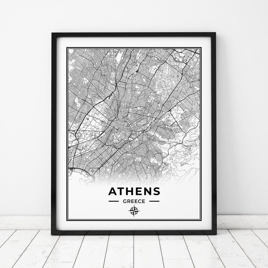 Athens Map Print | Map of Athens Greece | Digital Download - Etsy