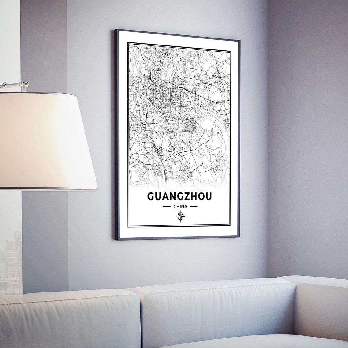 Guangzhou Map Print | Map of Guangzhou China | Digital Download - Etsy