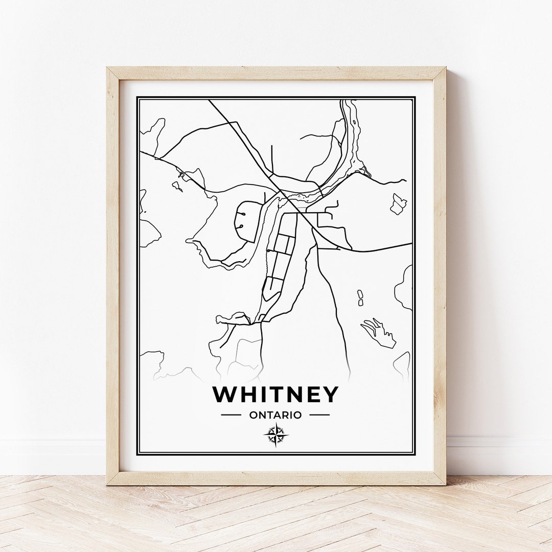 Whitney Map Print | Map of Whitney Ontario | Black & White | Digital ...