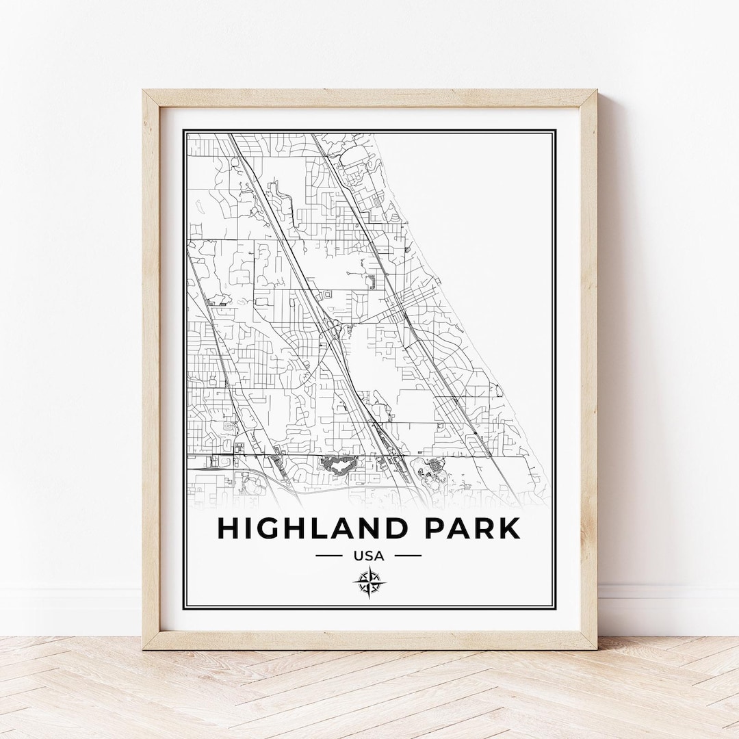 Highland Park Map Print | Map of Highland Park Illinois | Digital ...