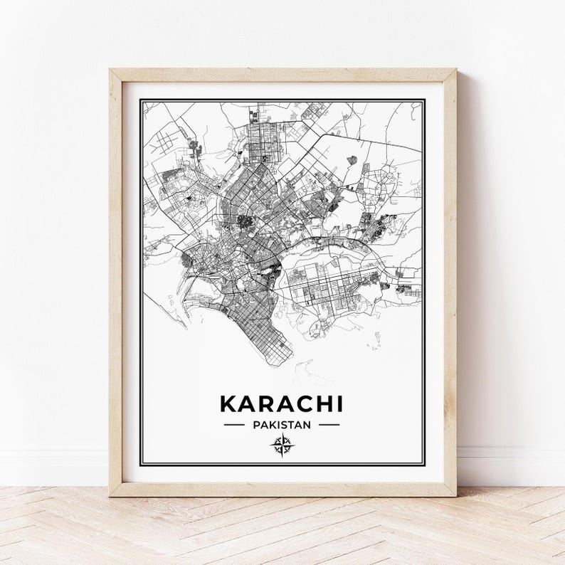 Karachi Map Print | Map of Karachi Pakistan | Digital Download - Etsy