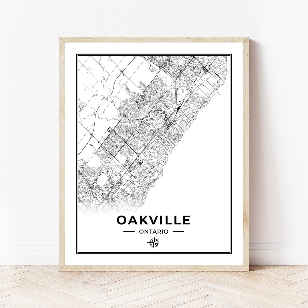Oakville Map Print | Map of Oakville Ontario | Black & White | Digital ...