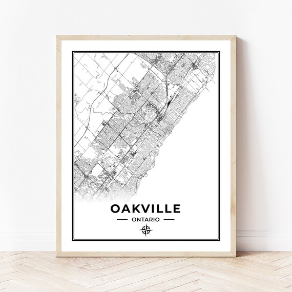 Oakville Map Print Map of Oakville Ontario Black & White | Etsy